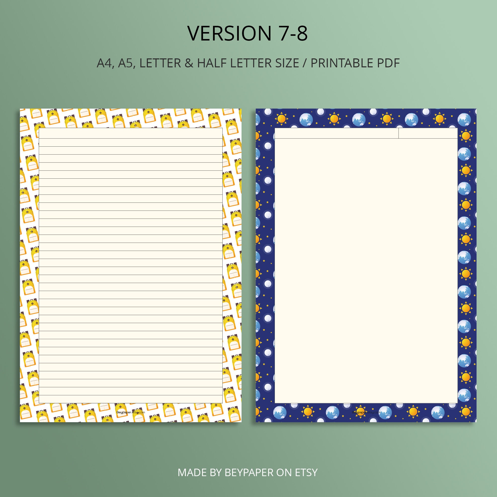 Printable Note Paper 8 Different Designs of Papers, Journal Pages Lined ...