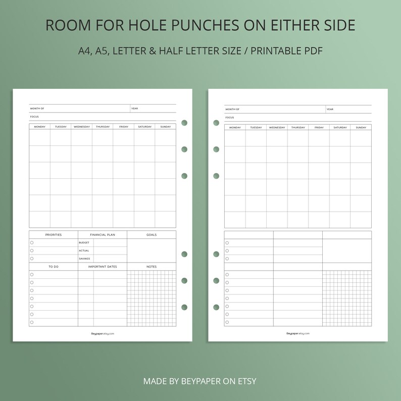 Printable Monthly Planner | Monthly Agenda ,productivity Planner ...