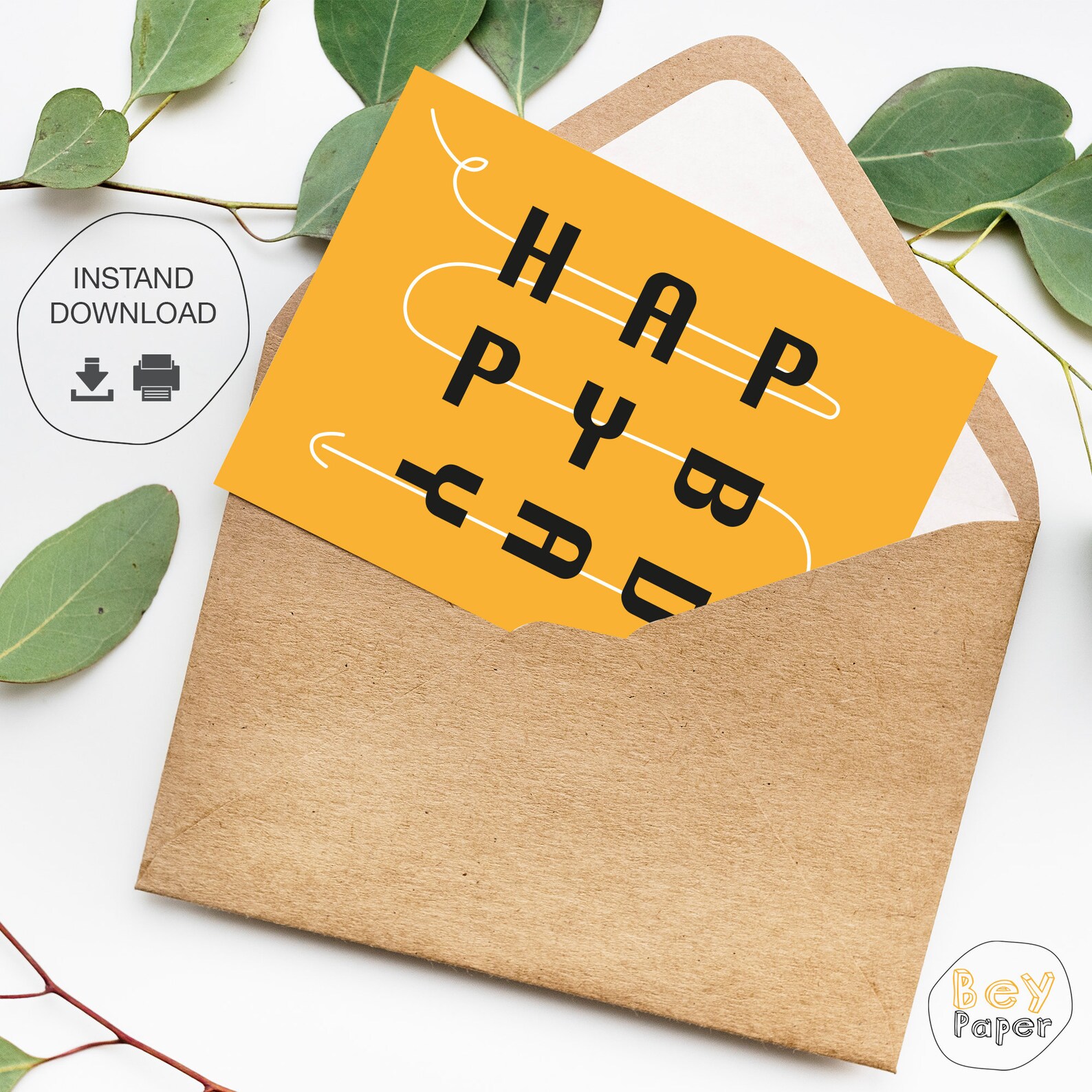 Printable Birthday Day Card Instant Download Greeting Card Digital ...