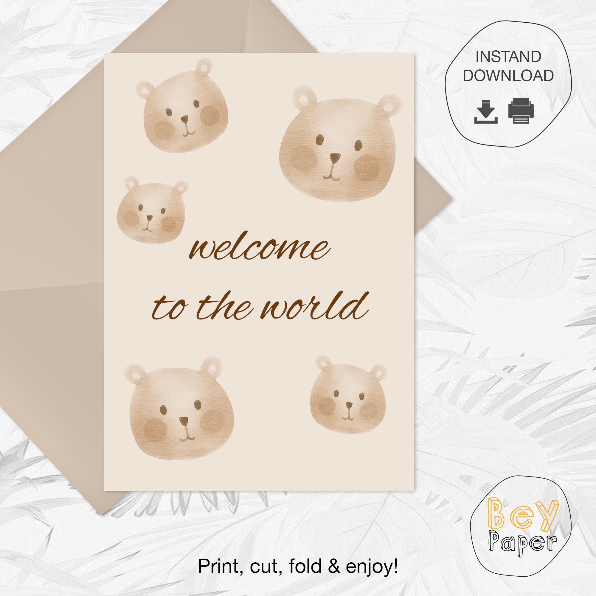 Printable Baby Card | Instant Download | Greeting Card | Digital ...