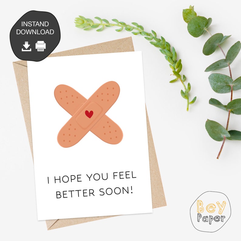 Printable Get Well Soon Card Instant Download Greeting Card Digital ...