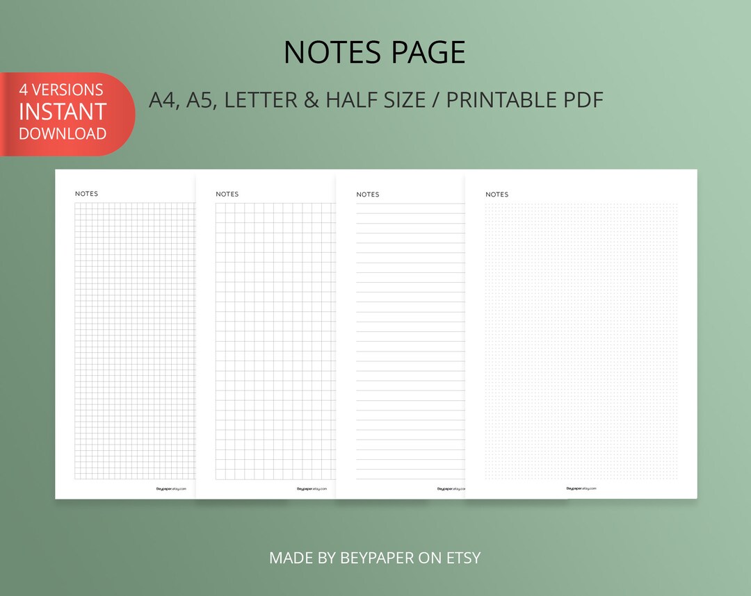 Printable Notebook Paper Pages Lined, Graph & Dot Grid Paper Bundle ...