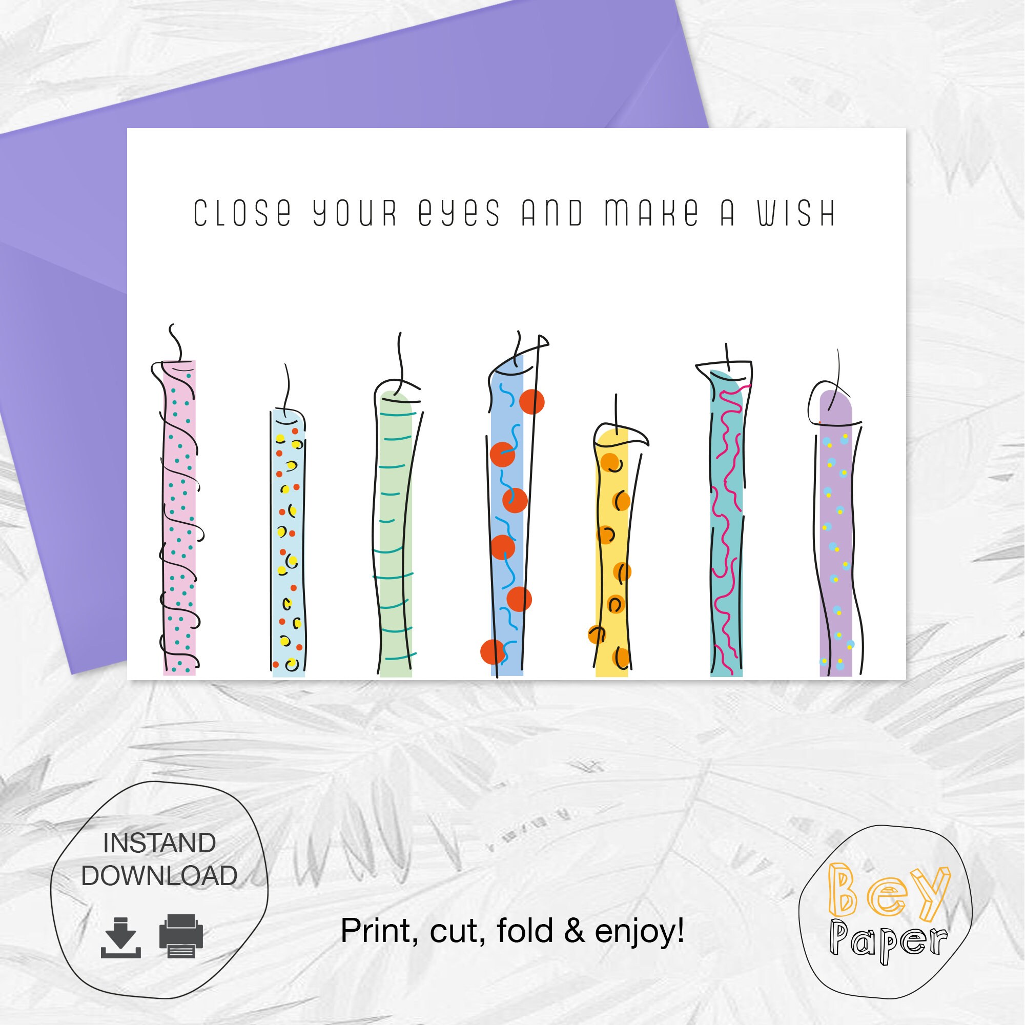 Printable Birthday Day Card Instant Download Greeting Card Digital ...