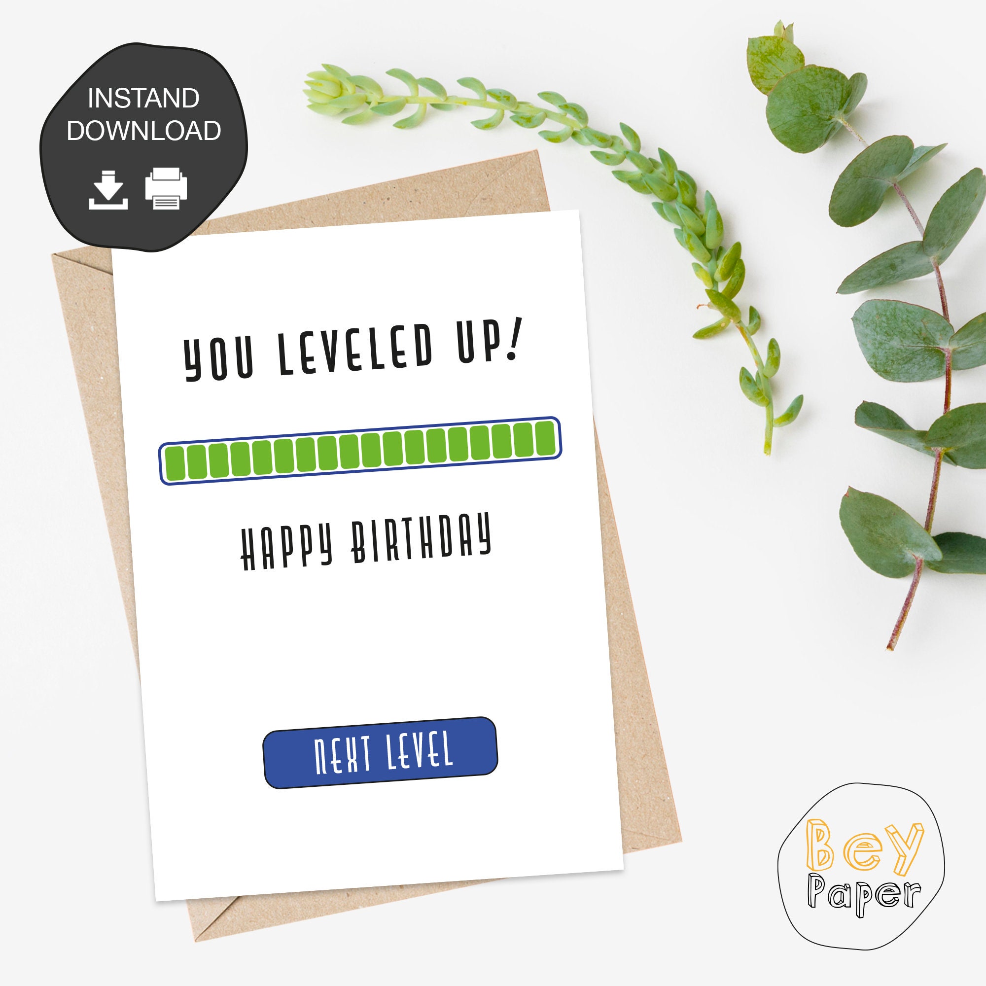 Printable Birthday Day Card Instant Download Greeting Card Digital ...