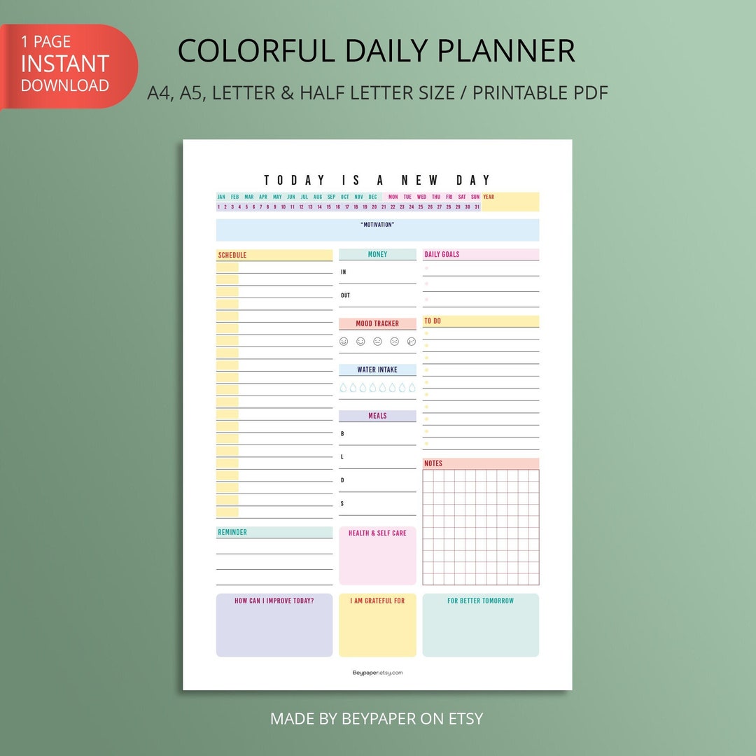 Printable Daily Planner | Undated Daily Schedule, To-do List ...
