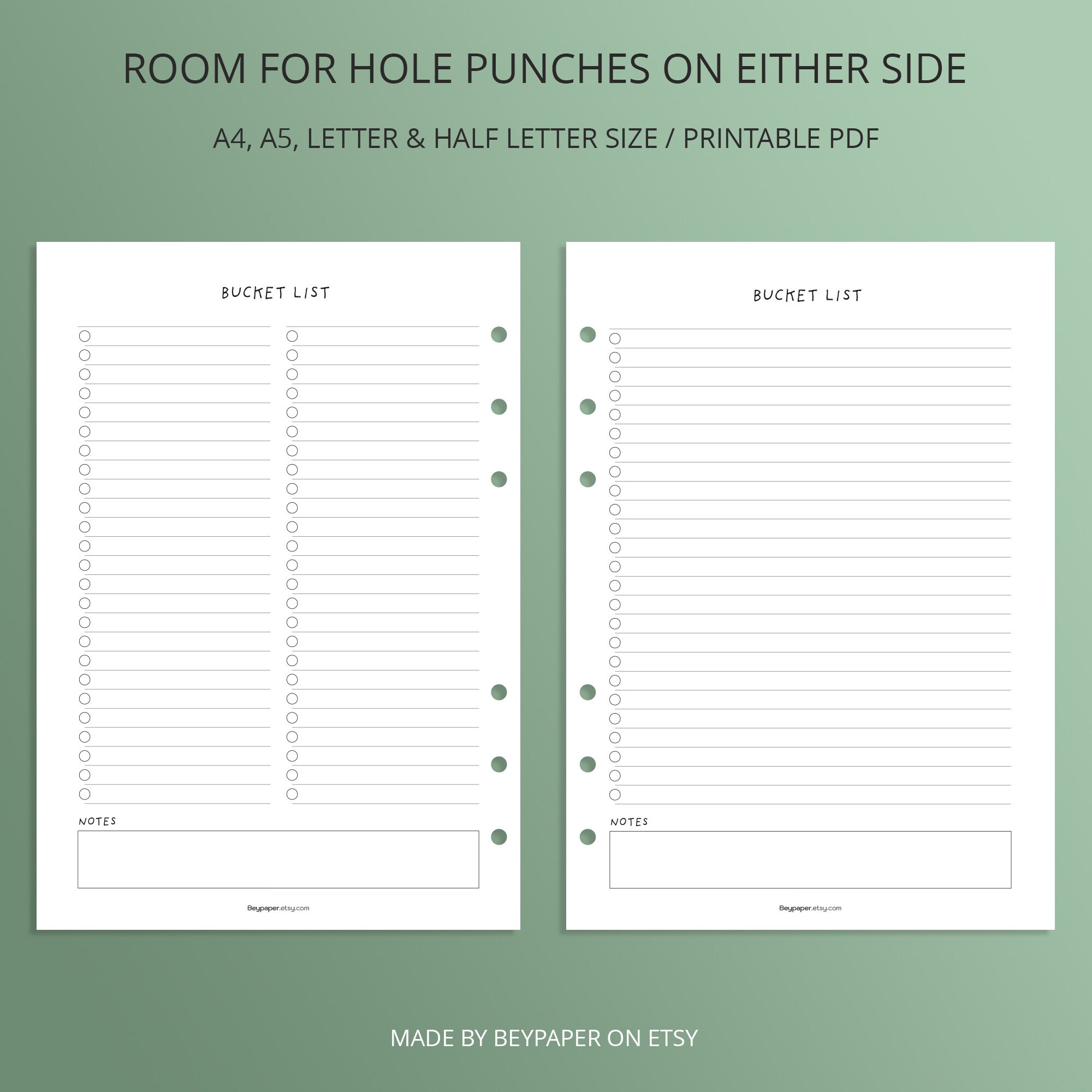 Printable Bucket List Life Goals Planner, Planner Insert Instant ...