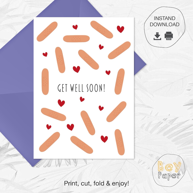 Printable Get Well Soon Card Instant Download Greeting Card Digital ...
