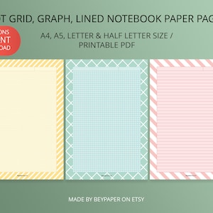 Printable Notebook Paper Pages | Colorful Dot, Lined & Graph Paper ...