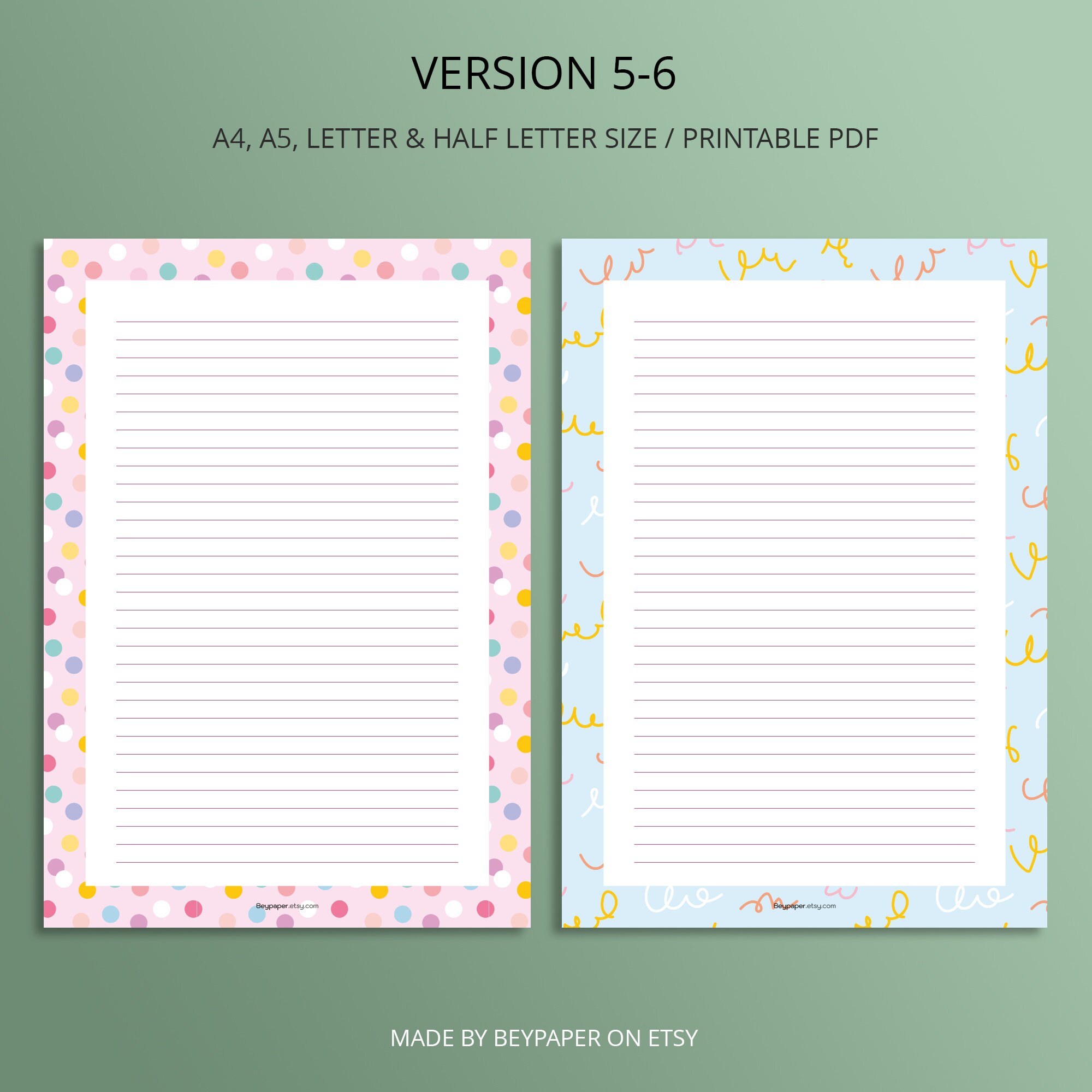 Printable Note Paper 6 Different Designs of Lined Papers, Lined Sheets ...