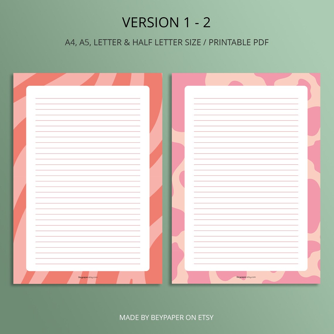 Printable Note Paper | 6 Different Version of Lined Papers, Lined ...