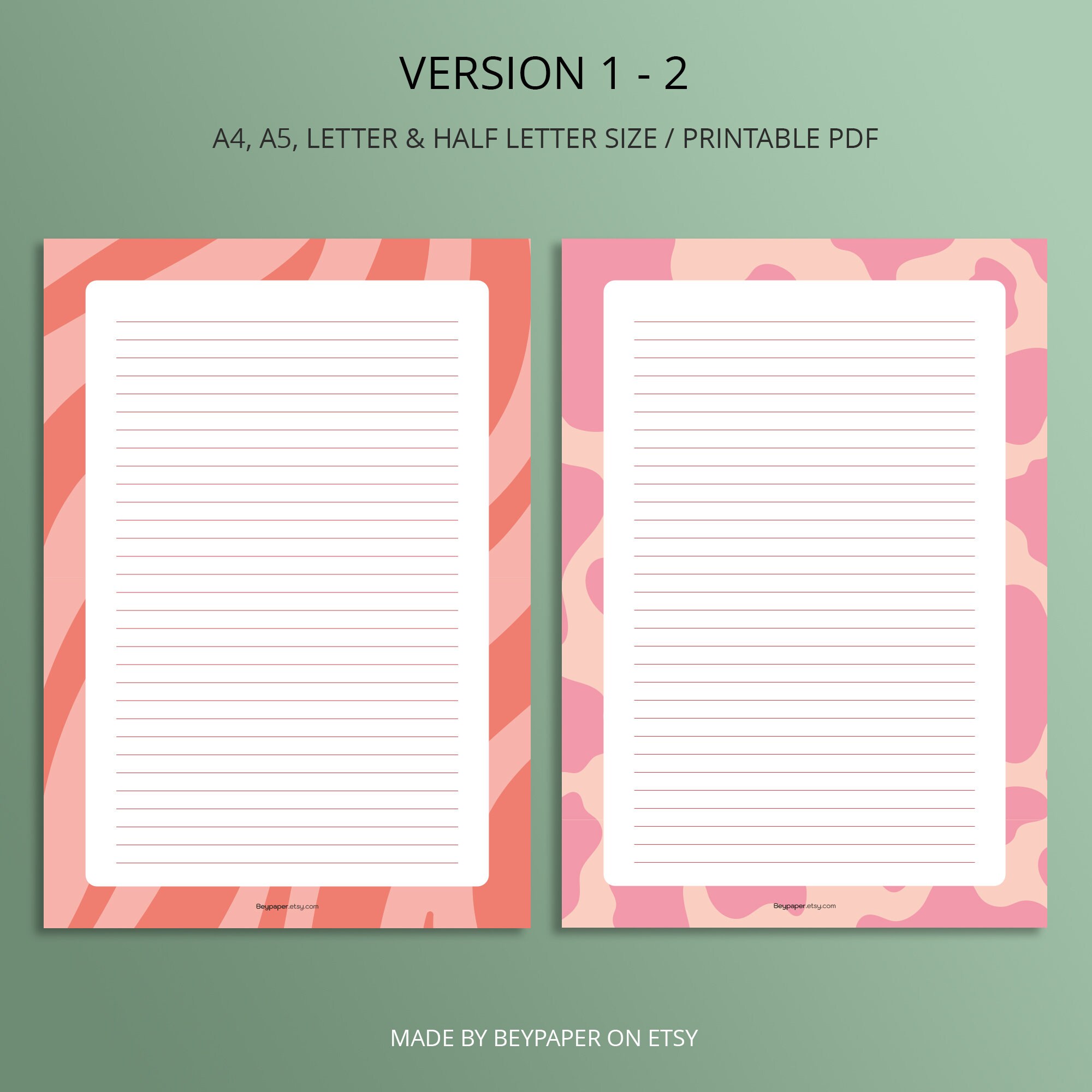 Printable Note Paper | 6 Different Version of Lined Papers, Lined ...
