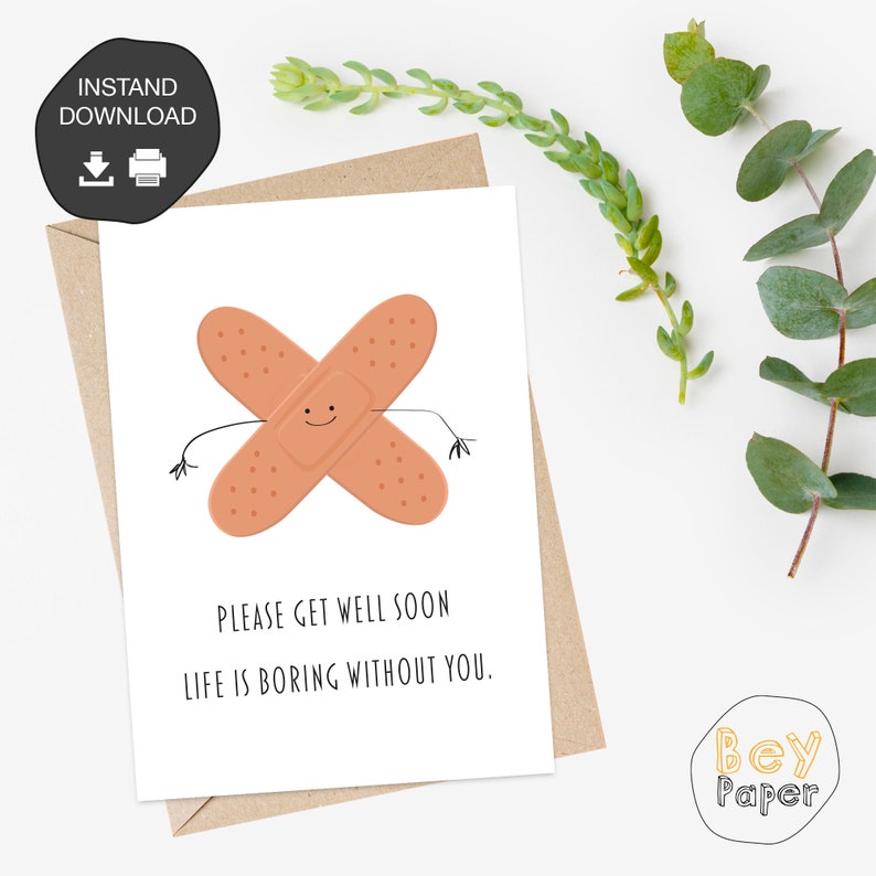 Printable Get Well Soon Card Instant Download Greeting Card Digital ...
