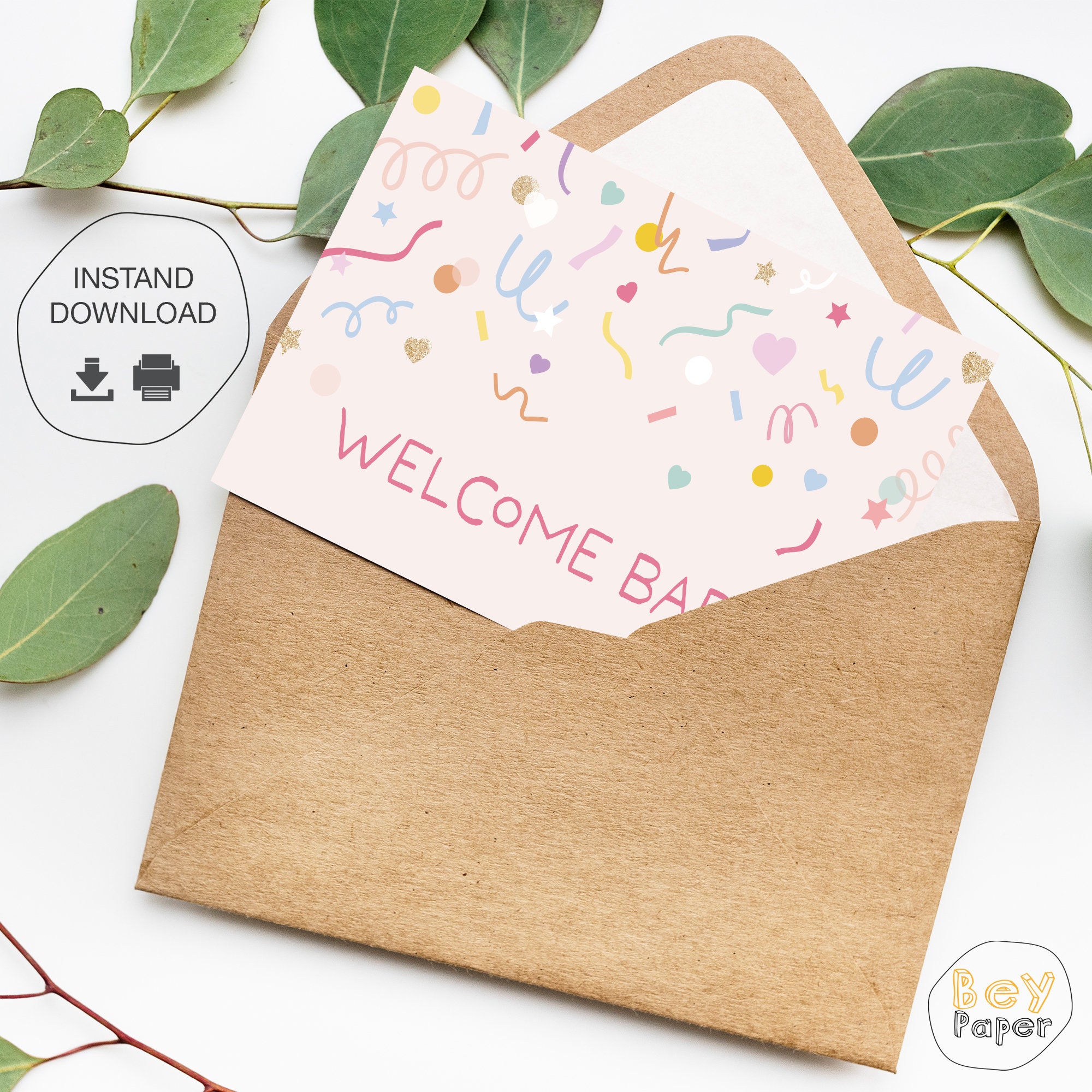 Printable Baby Card Instant Download Greeting Card Digital Downloadable ...