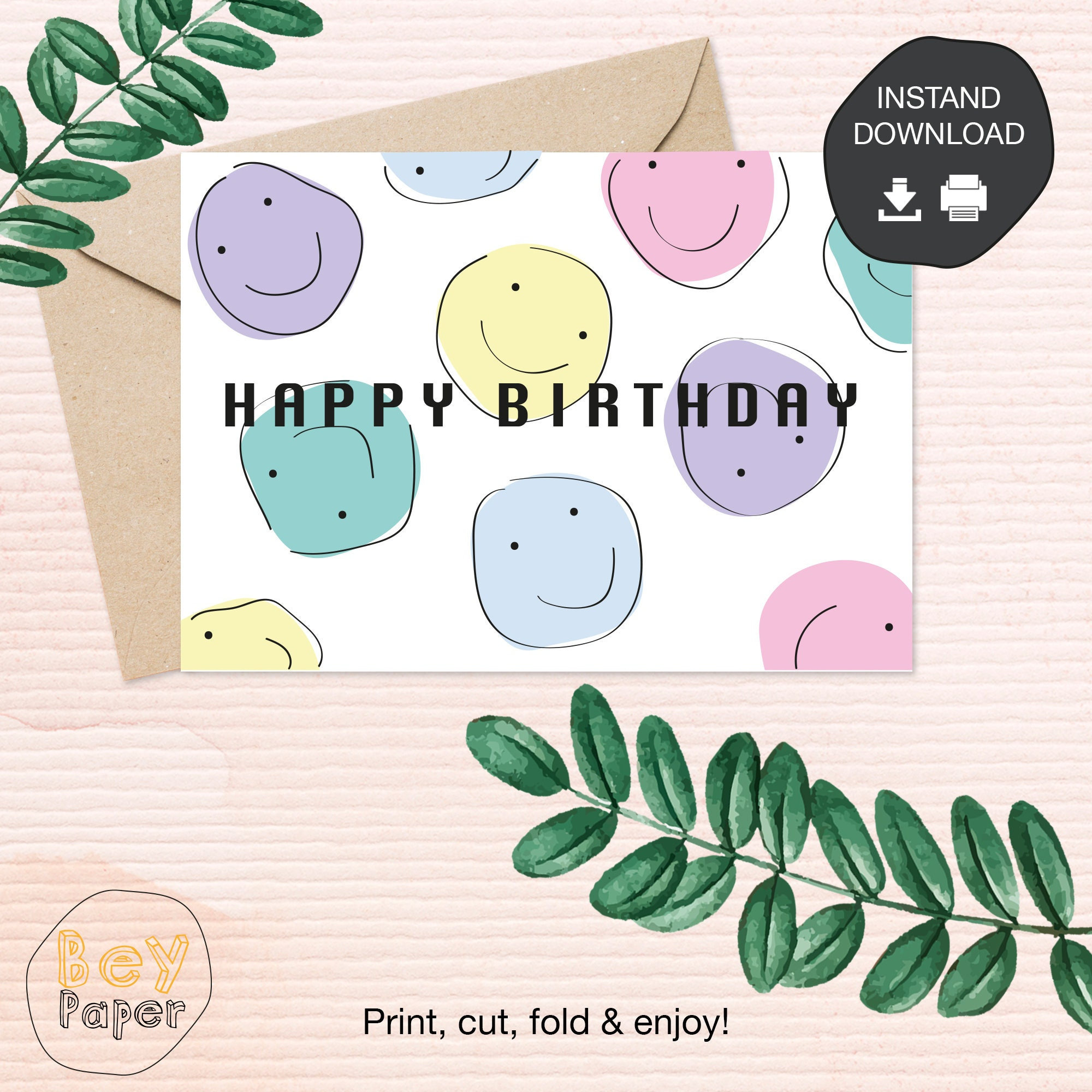 Printable Birthday Day Card Instant Download Greeting Card - Etsy