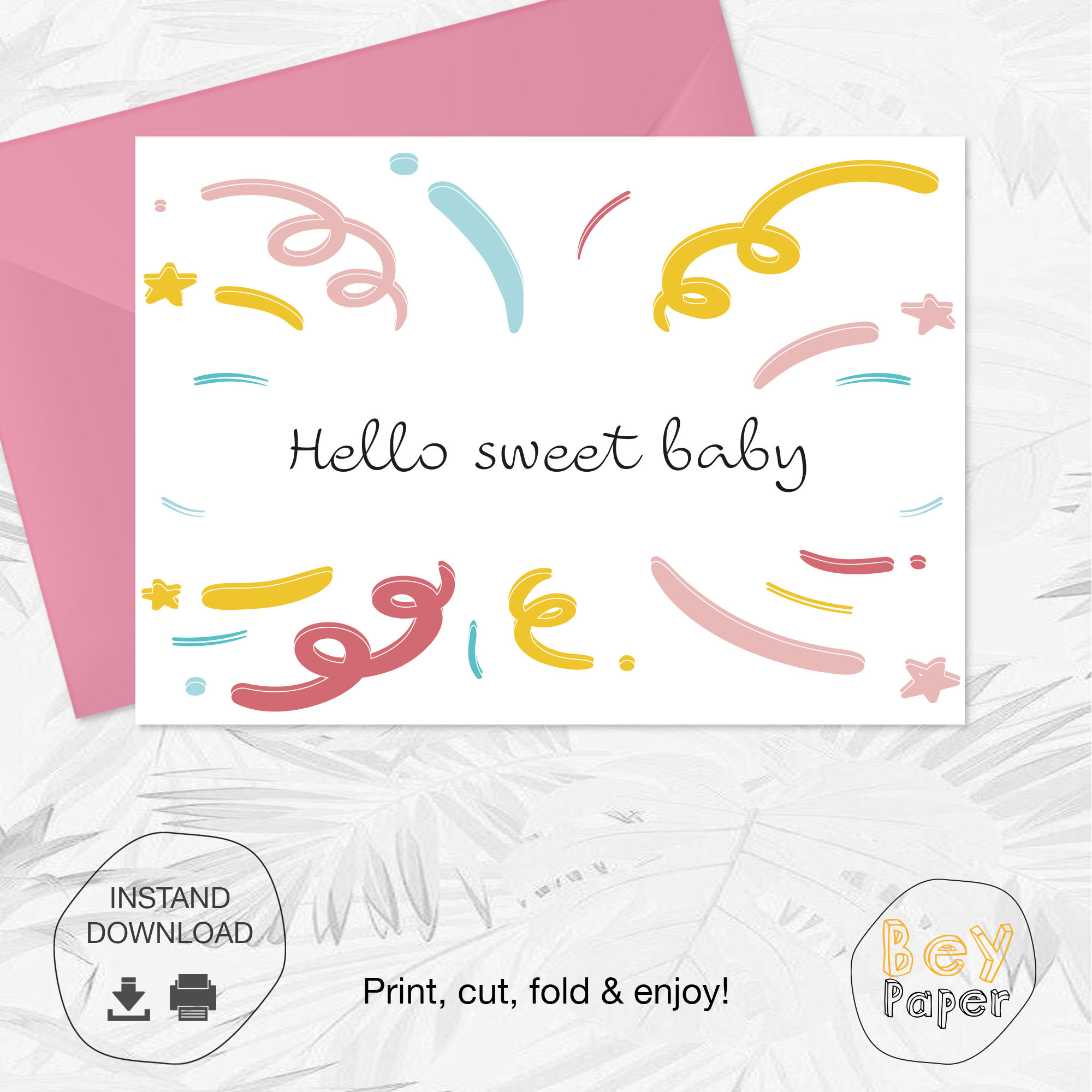 Printable Baby Card | Instant Download | Greeting Card | Digital ...