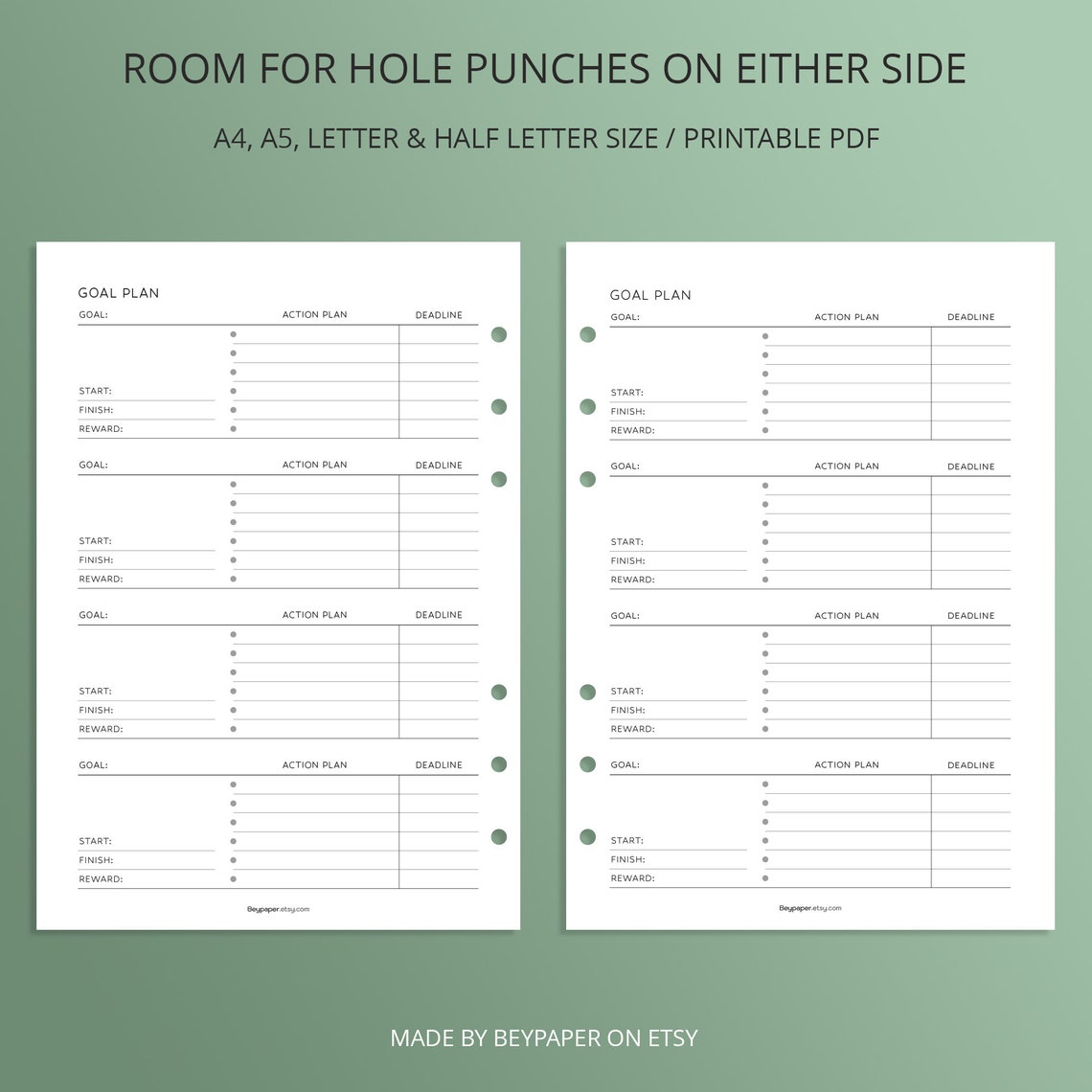 Printable Goal Plan Goal Setting, Goal Progress, Productivity Planner ...