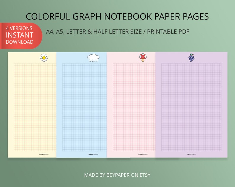 Printable Graph Paper | 4 Version of Graph Papers, Journal Pages ...