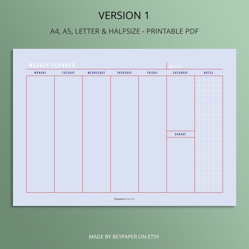 Printable Weekly Planner Undated Weekly Schedule, Weekly Organizer, to ...