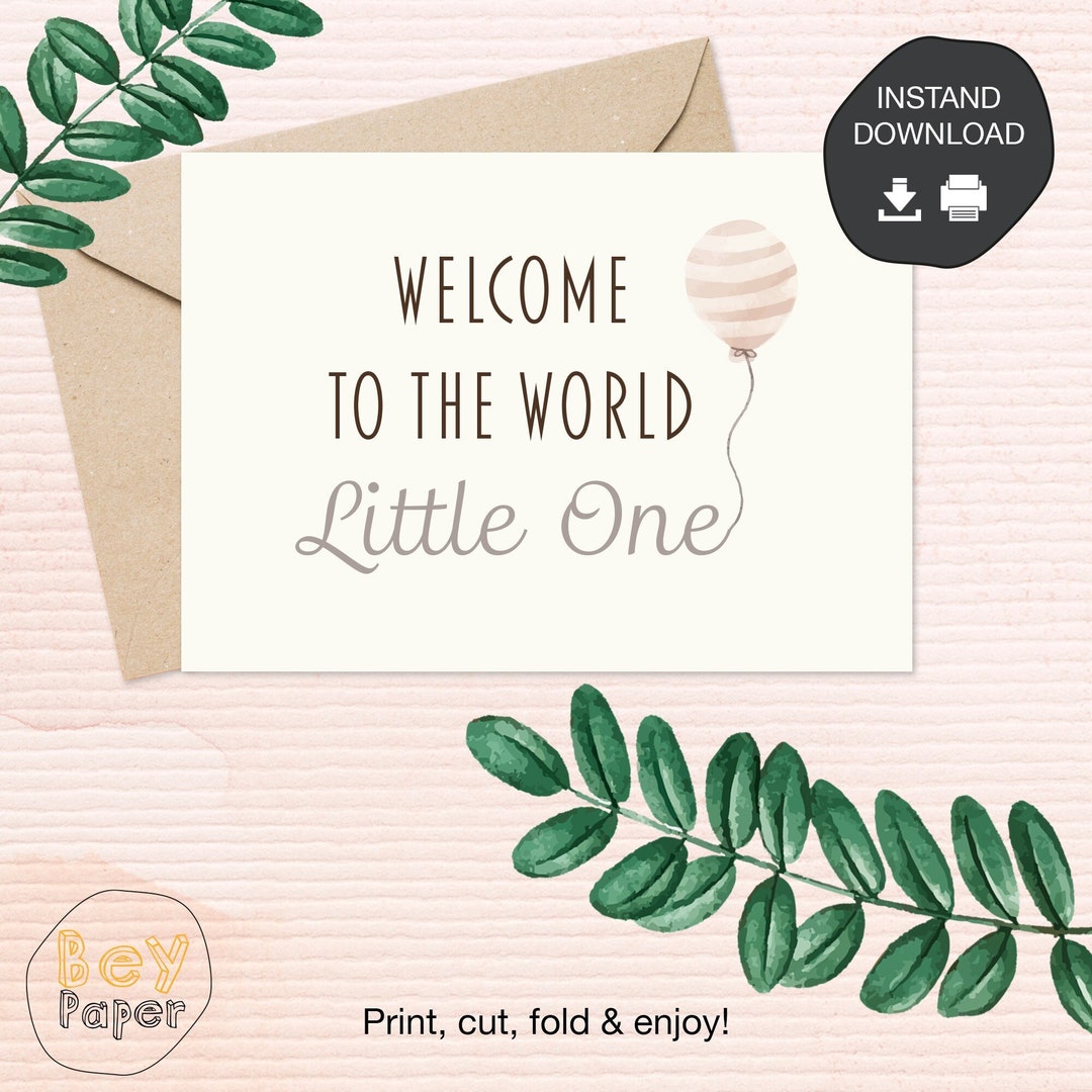 Printable Baby Card Instant Download Greeting Card Digital Downloadable ...