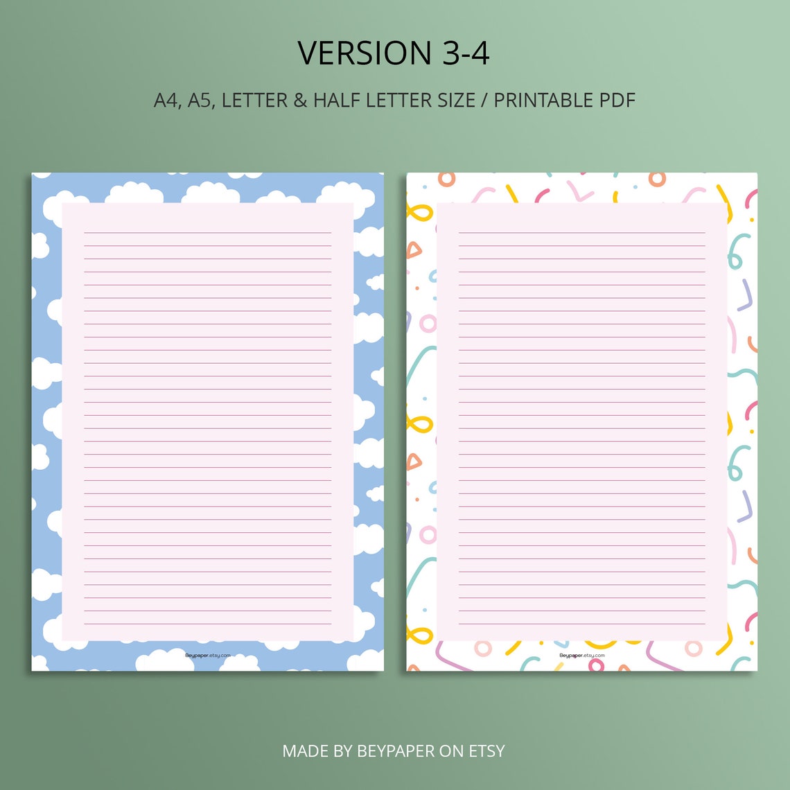 Printable Note Paper 6 Different Designs of Lined Papers, Lined Sheets ...
