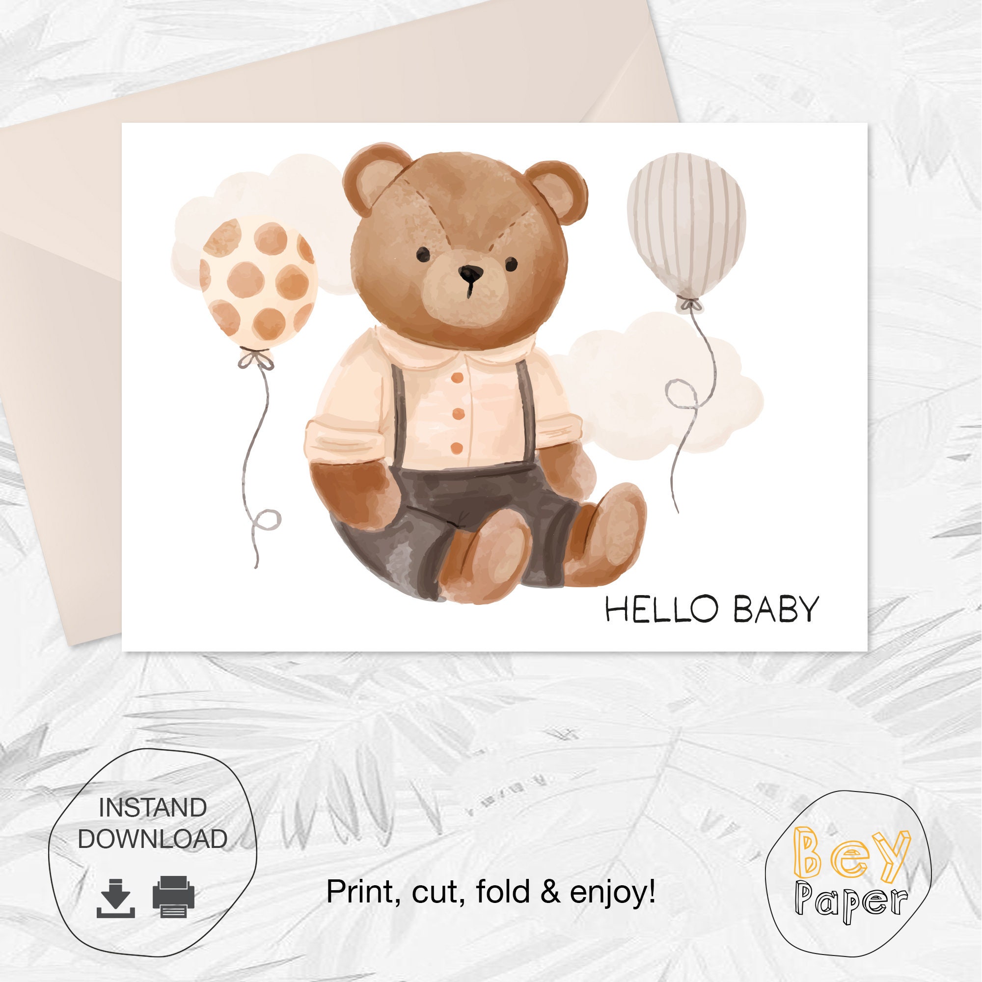 Printable Baby Card Instant Download Greeting Card Digital Downloadable ...