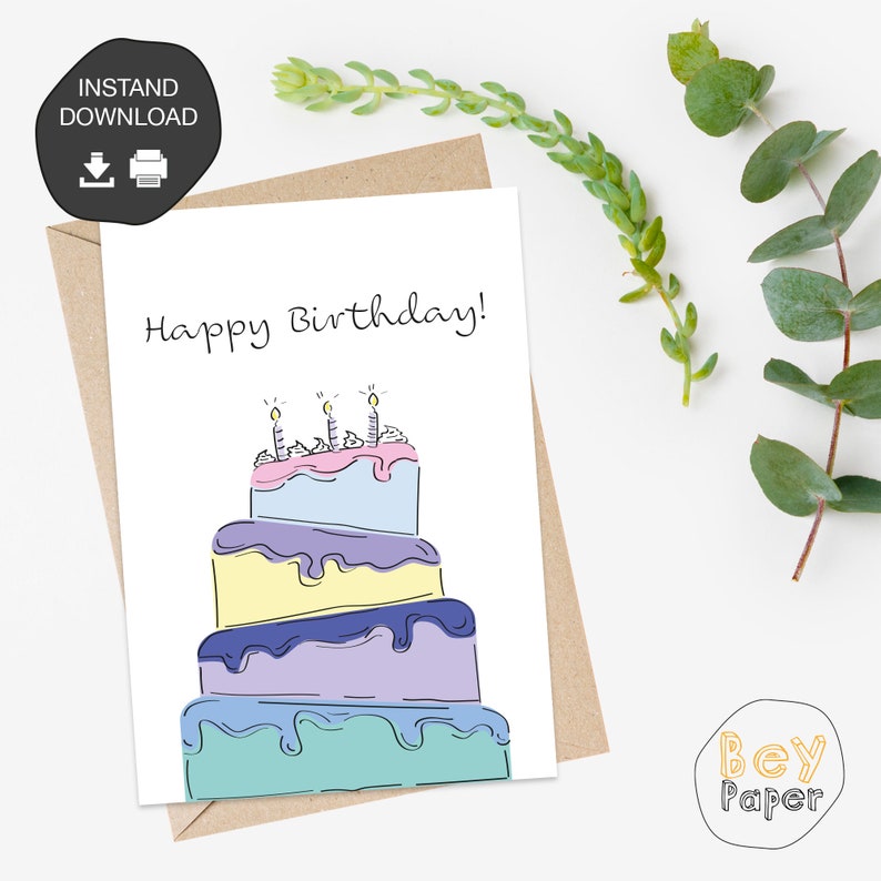 Printable Birthday Day Card Instant Download Greeting Card - Etsy