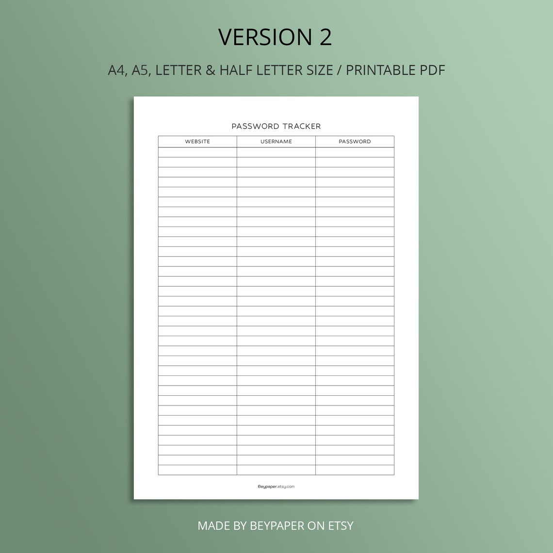 Printable Simple Password Tracker Password Log, Password Keeper ...