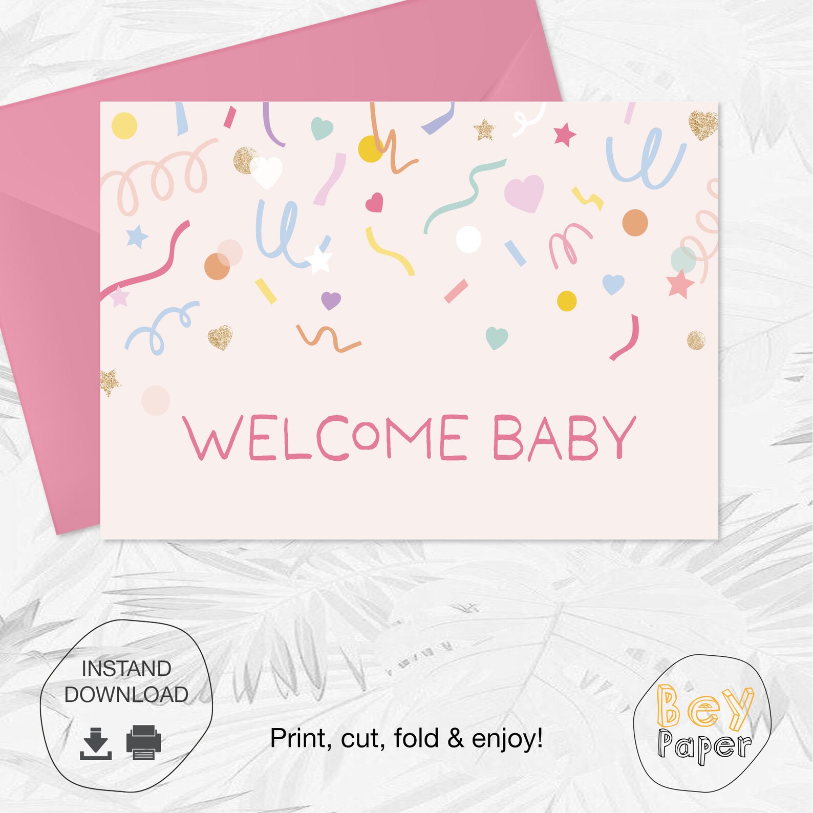 Printable Baby Card Instant Download Greeting Card Digital Downloadable ...
