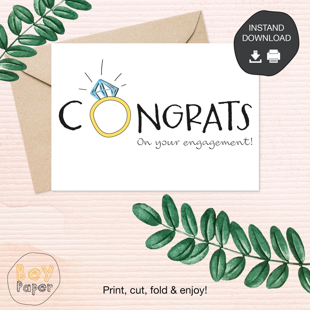 Printable Congratulations & Engagement Card | Instant Download ...