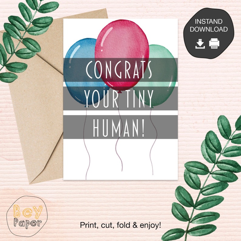 Printable Baby Card Instant Download Greeting Card Digital Downloadable ...