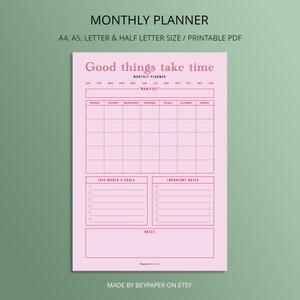 Daily, Weekly, Monthly Pink Planner Planner Set Printable & Instant ...