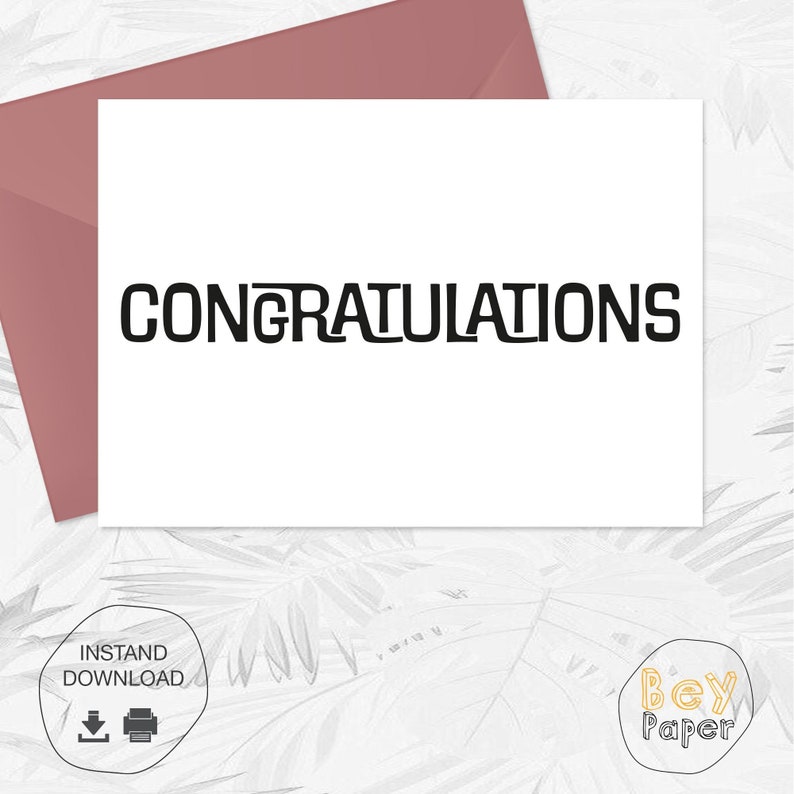 Printable Congratulations Card Instant Download Greeting Card Digital ...