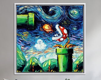 Mario World Van Gogh Super Mario Wall Art Abstract Wall Art - Etsy ...