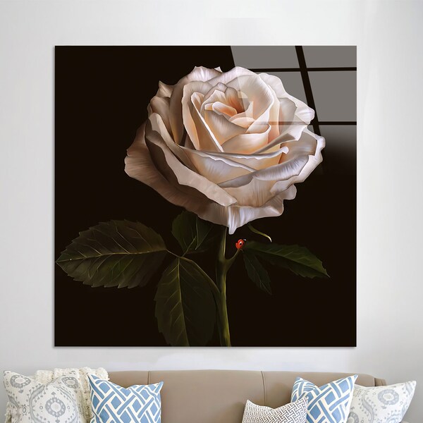 Tempered Glass Rose Wall Art - Etsy