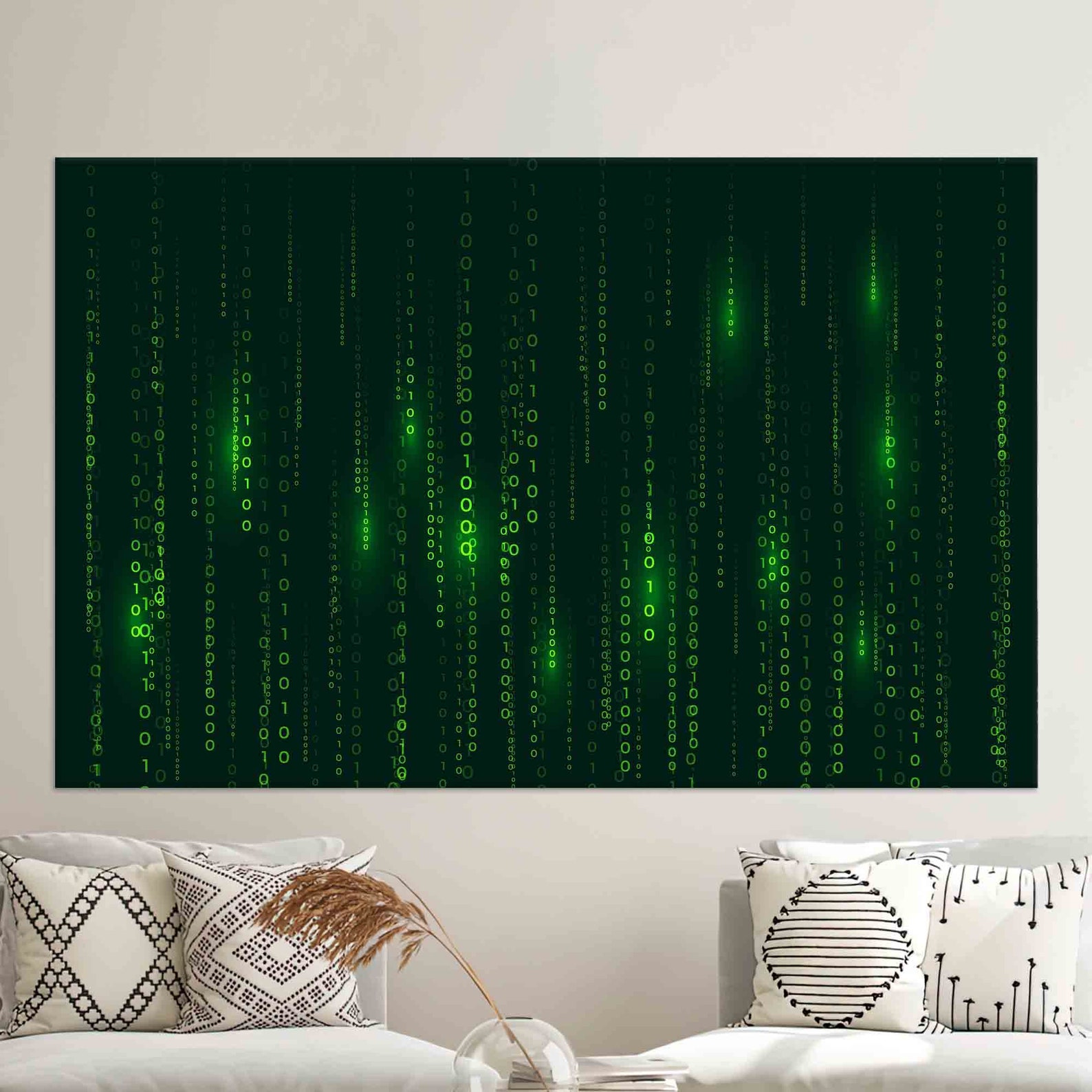 Matrix Code Canvas Art: Tempered Glass Framed Wall Decor - Etsy