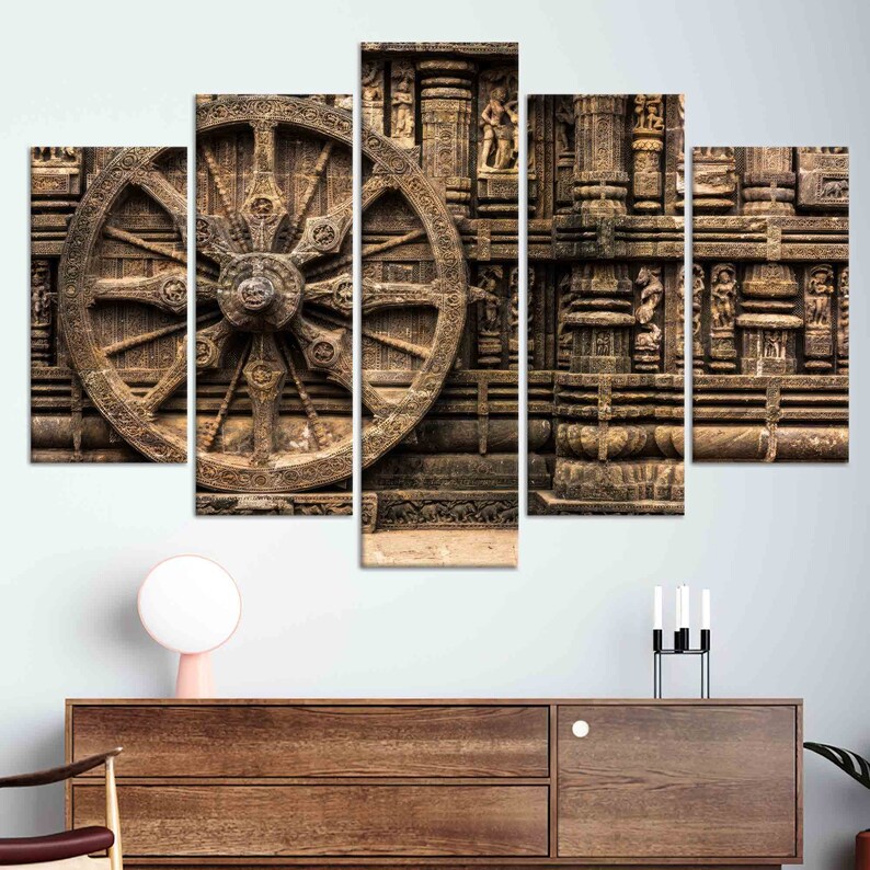 Konark Sun Temple Chariot Wheel Art: Canvas, Framed, or Glass Print - Etsy