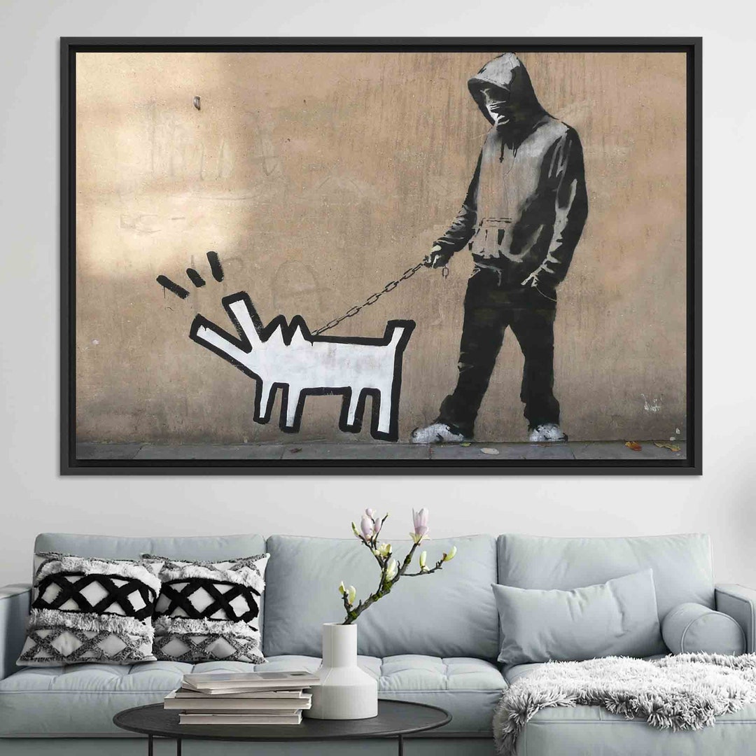 Banksy Barking Dog Canvas Art: Minimalist Street Artwork - Etsy