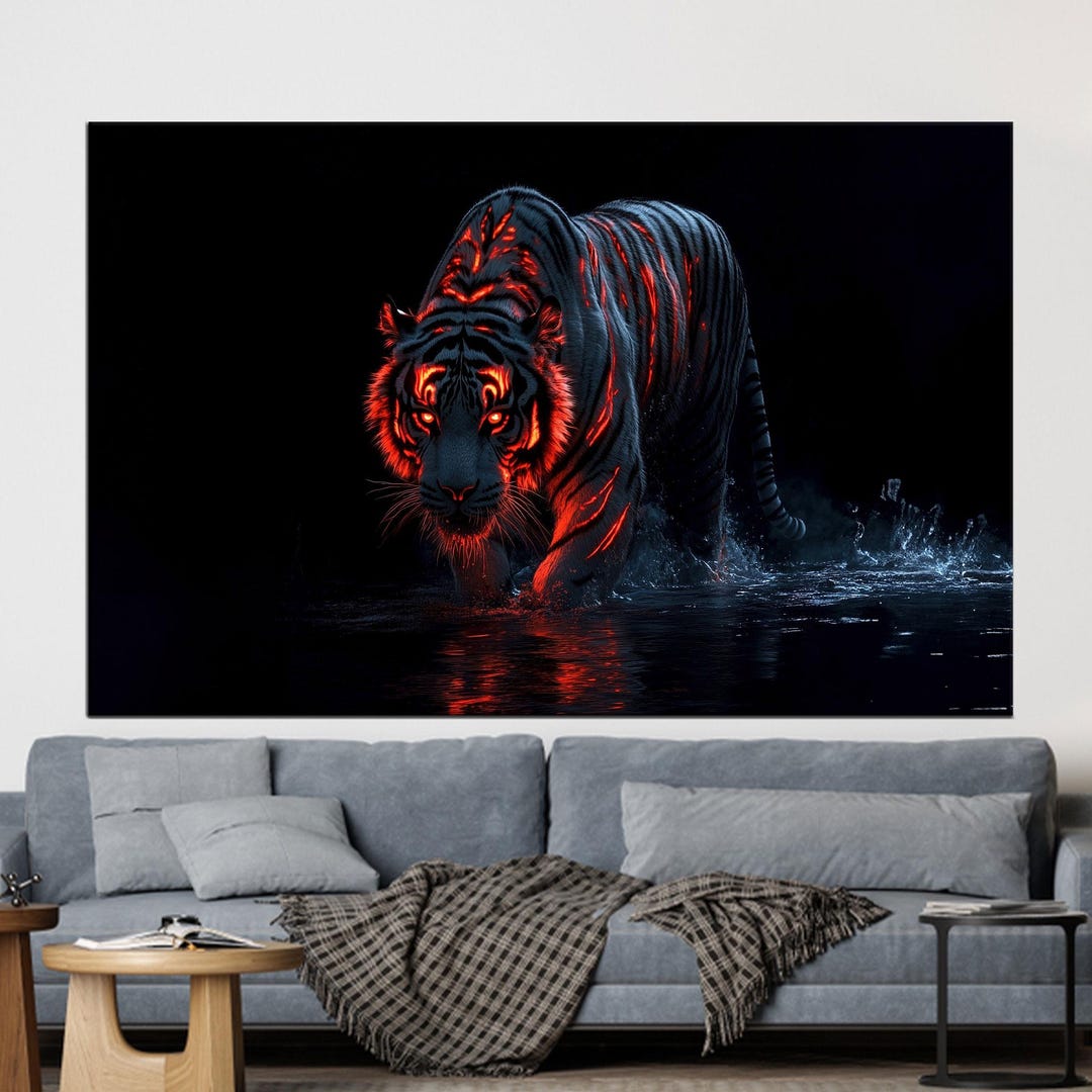 Tiger Wall Table, Surrealist Wall Hanging, Animal Glass Wall Art ...