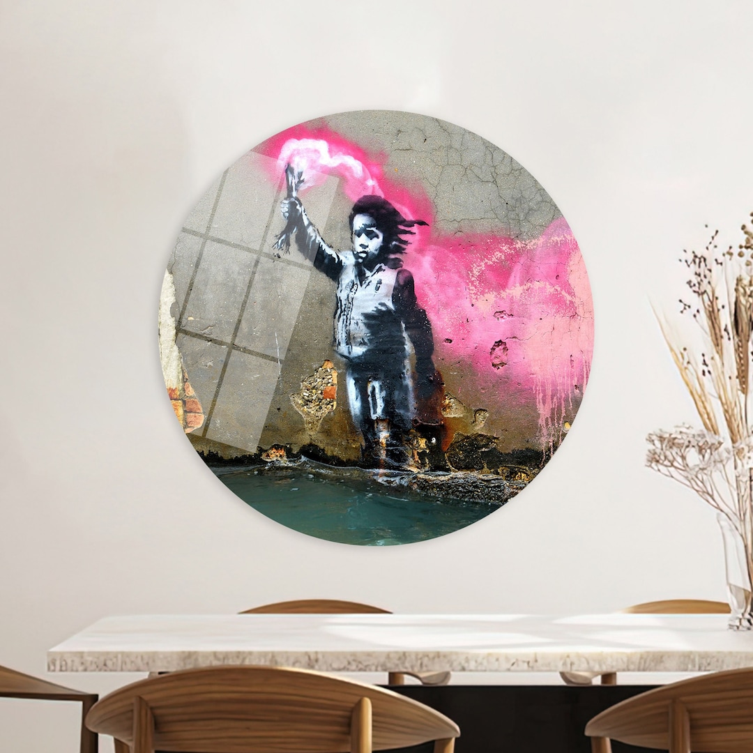 Banksy Migrant Child Table, Street Canvas, Street Glass Wall, Banksy ...