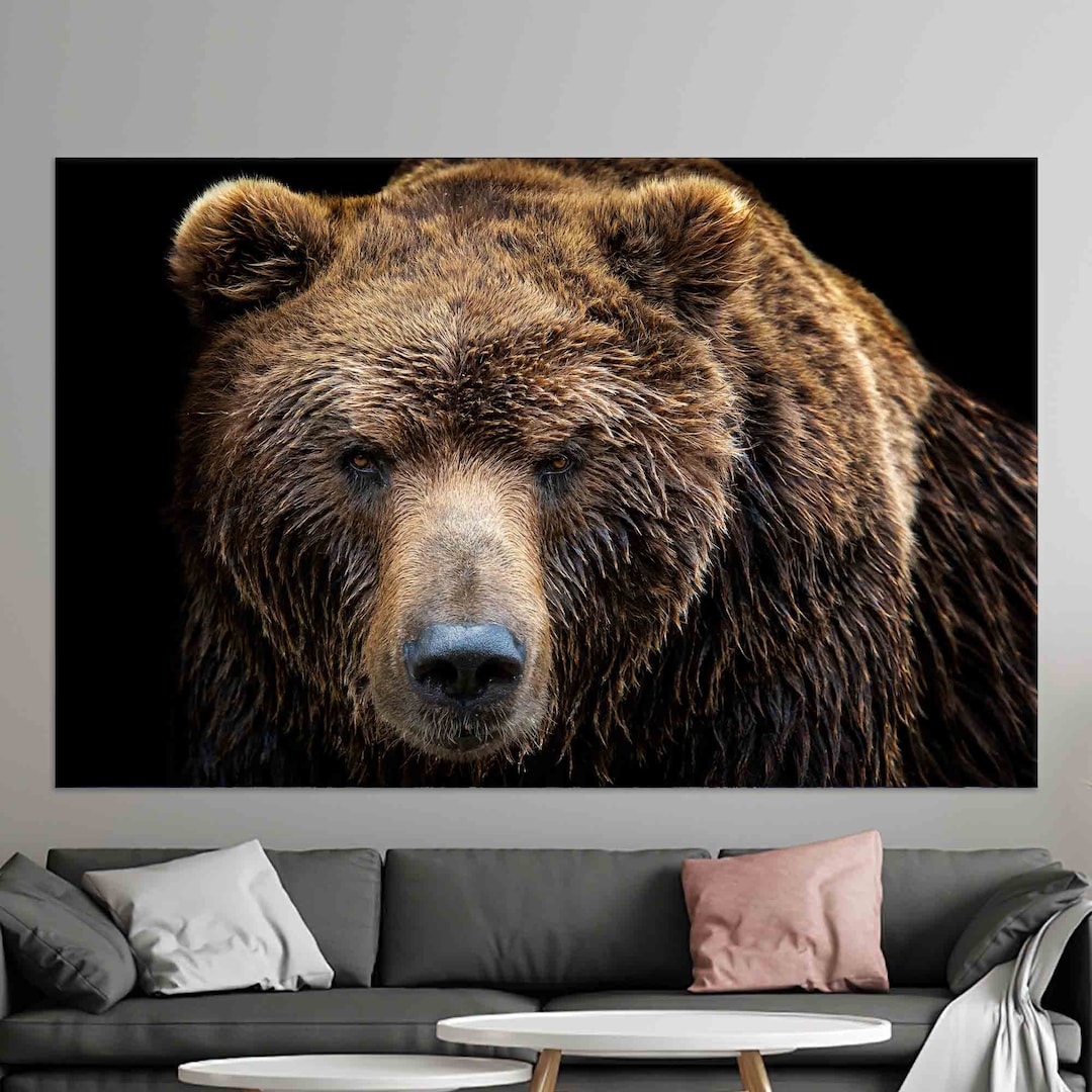 Brown Bear Canvas Print: Farmhouse Wall Art, Glass Decor - Etsy