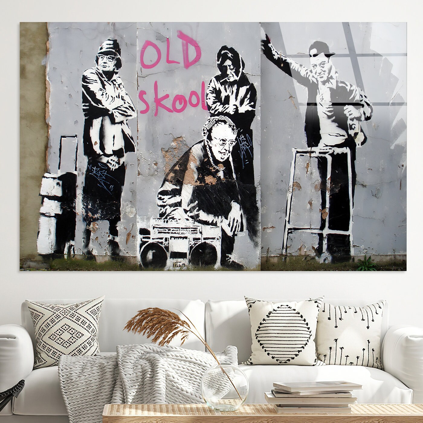 Banksy 'old Skool Grannies' Graffiti Canvas Art: Kitchen Bedroom Decor ...