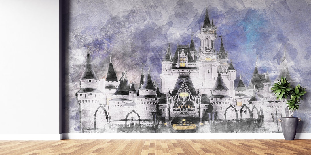 Cinderella Castle Wallpaper Mural: 3D Papercraft, Removable Wall Art - Etsy