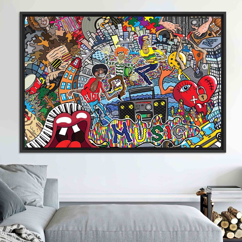 Music Graffiti Tempered Glass Wall Art: Colorful Home Decor - Etsy
