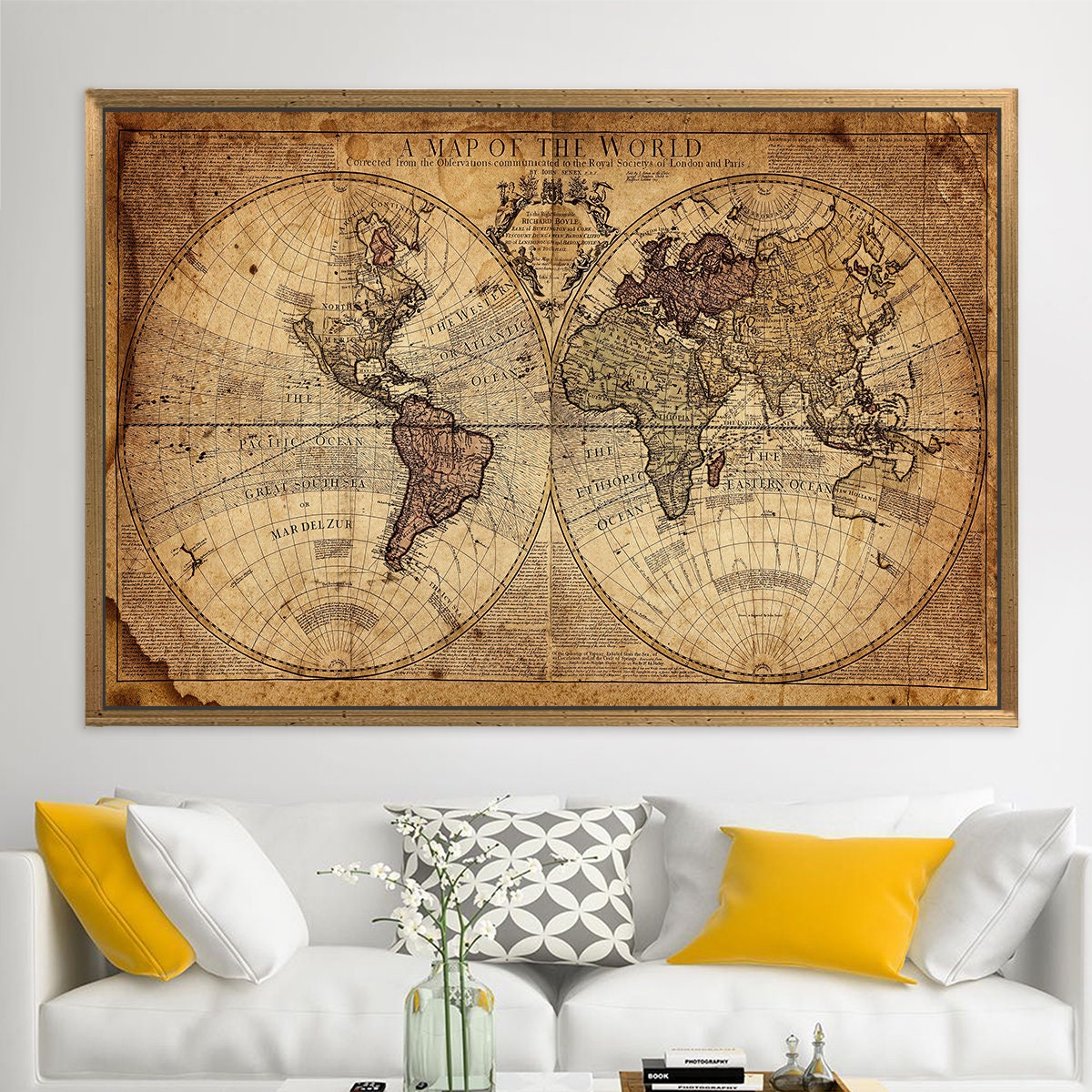 Vintage Map Glass Art, Vintage World Map Decor, Gift for Him, Old Map ...