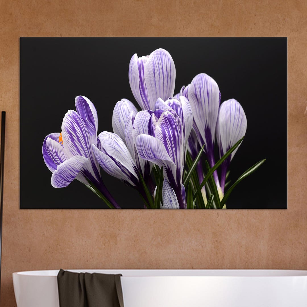 Crocus Flower Glass Wall Art: Botanical Purple Decor - Etsy
