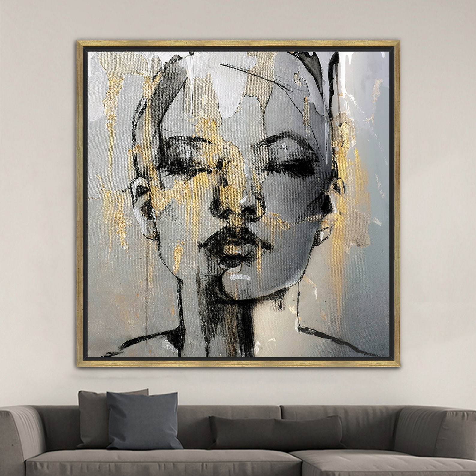 Woman Face Glass Art Abstract Woman Decor Gold Woman - Etsy