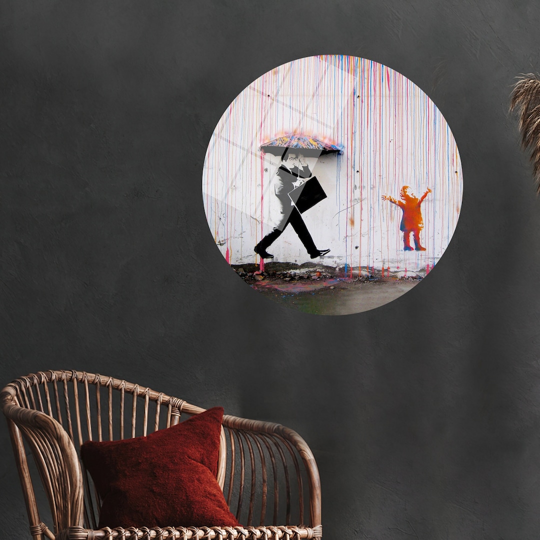 Banksy Color Rain, Banksy Umbrella Wall Art, Banksy Wall Art, Street ...