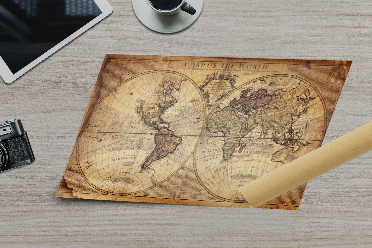 Vintage Map Glass Art Vintage World Map Decor Gift for Him - Etsy Canada