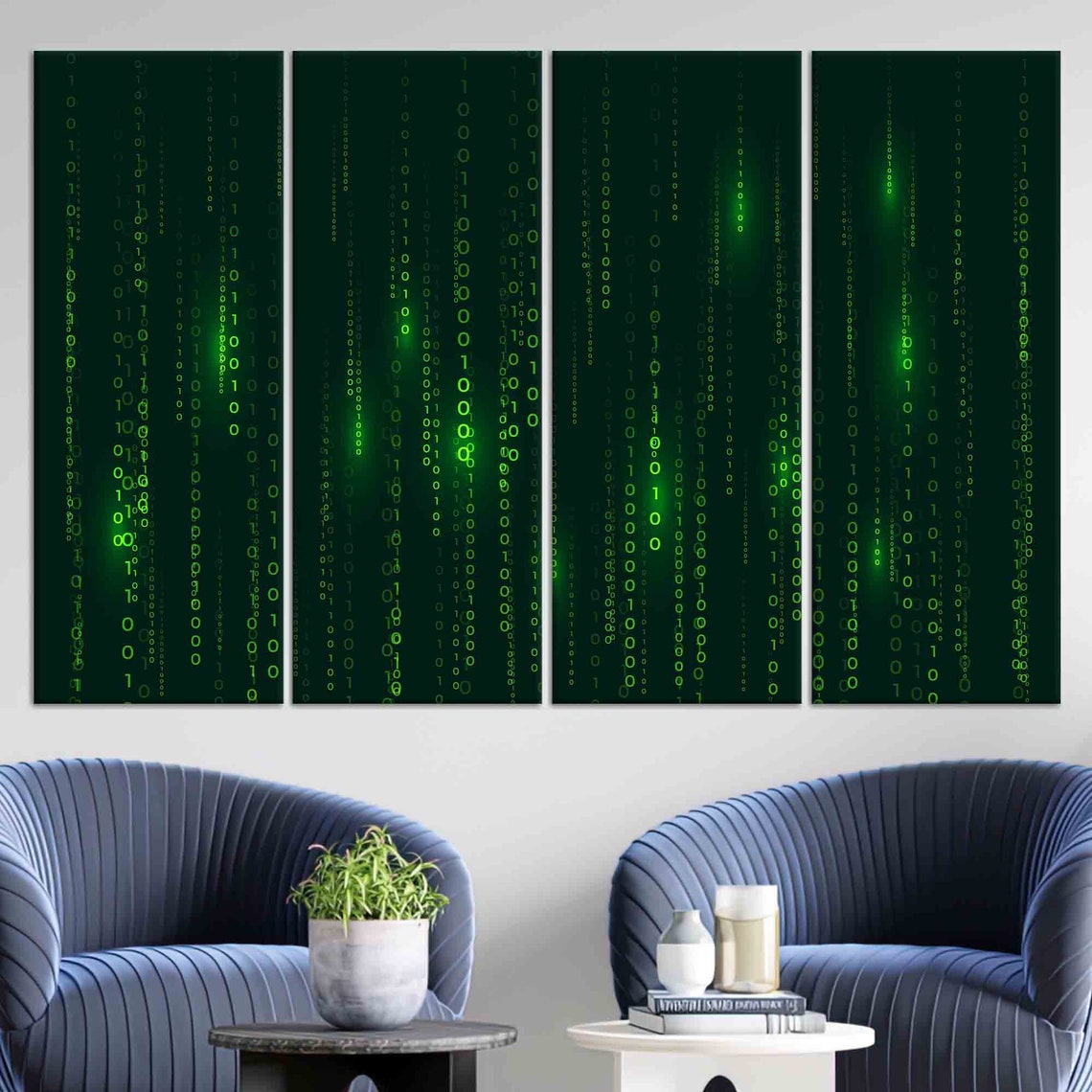 Matrix Code Canvas Art: Tempered Glass Framed Wall Decor - Etsy