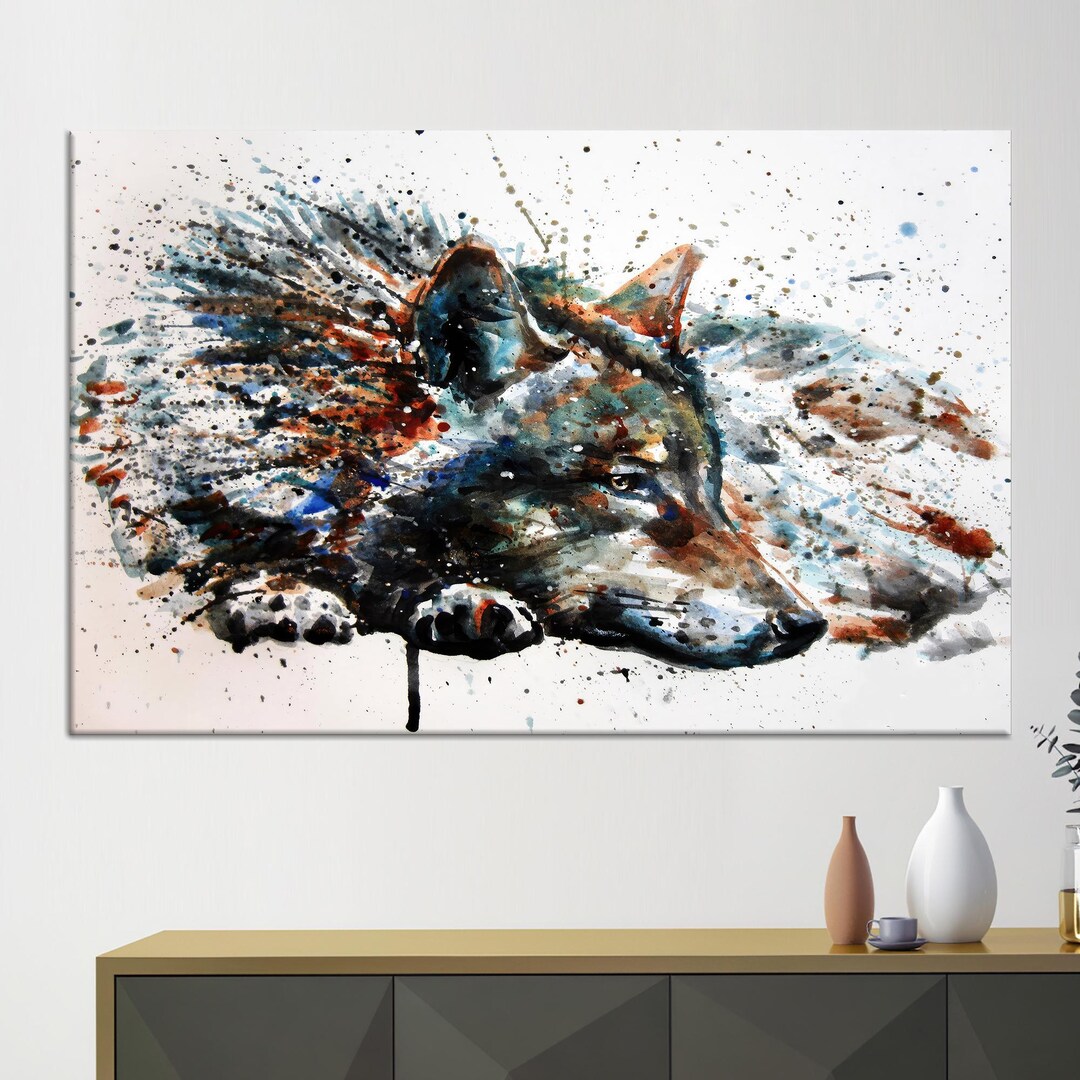Wolf Painting Print Art Canvas, Wolf Wall Hanging, Wolf Lover Gift ...